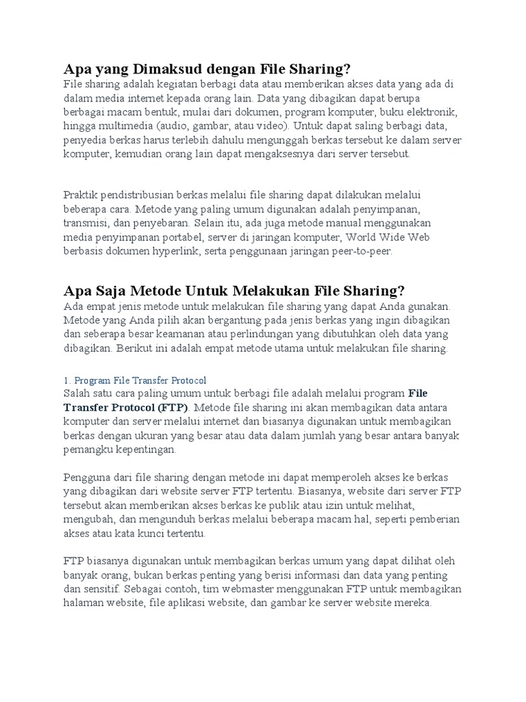 Apa Yang Dimaksud Dengan File Sharing | PDF