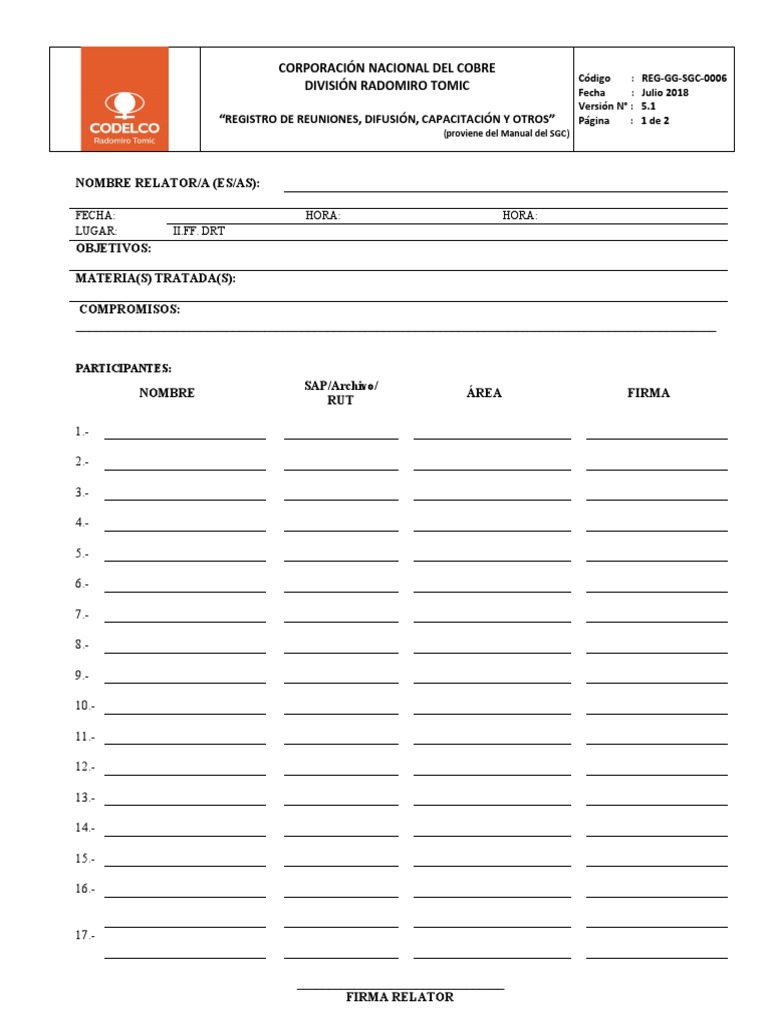 Registro de Reuniones SGC DRT | PDF | Negocios | Finanzas y dinero