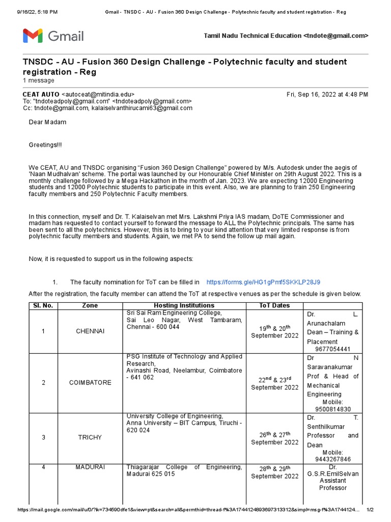 TNSDC - AU - Fusion 360 Design Challenge - Polytechnic Faculty and ...