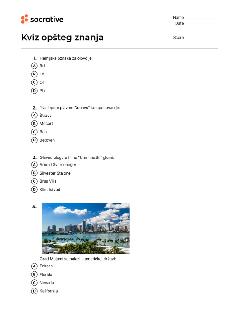 Quiz - Kviz Opšteg Znanja | PDF