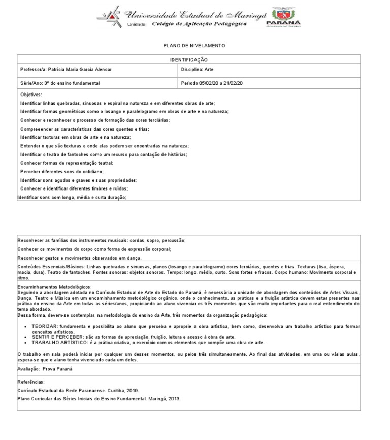 PLANO DE NIVELAMENTO 3 Ano | PDF