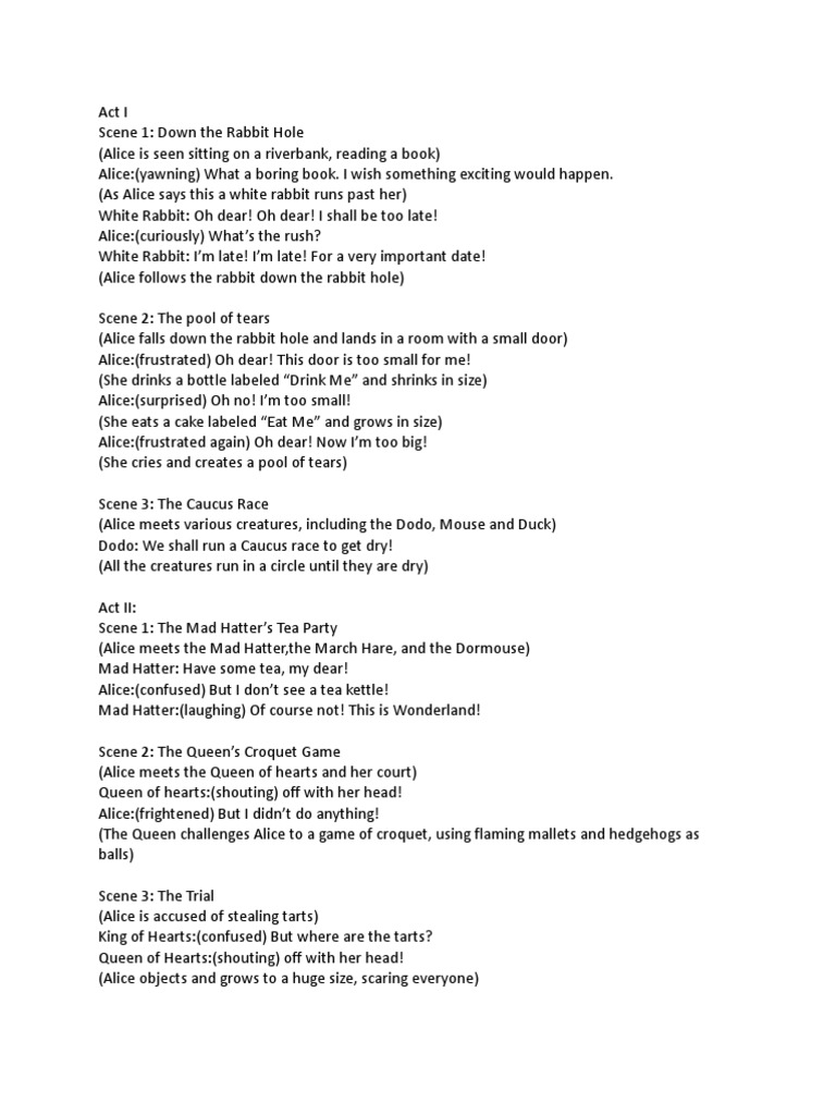 Alice in Wonderland Theater Play | PDF