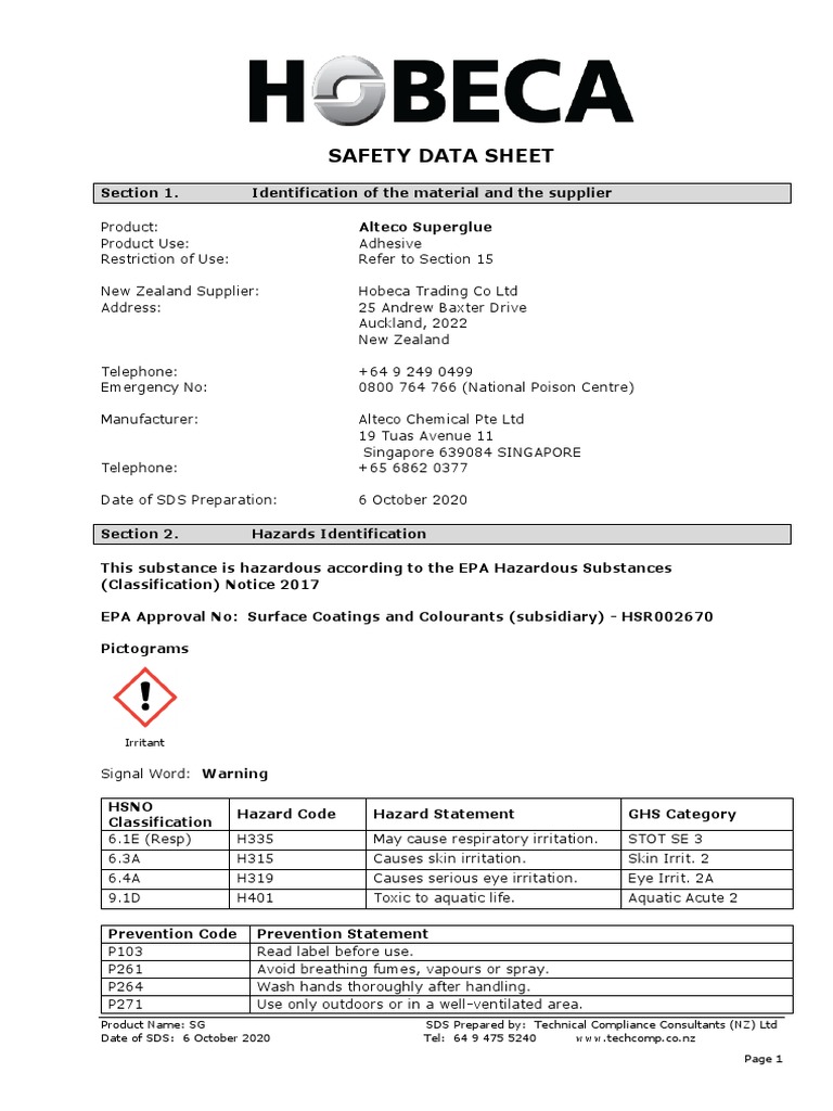 SDS Alteco | PDF | Dangerous Goods | Chemistry