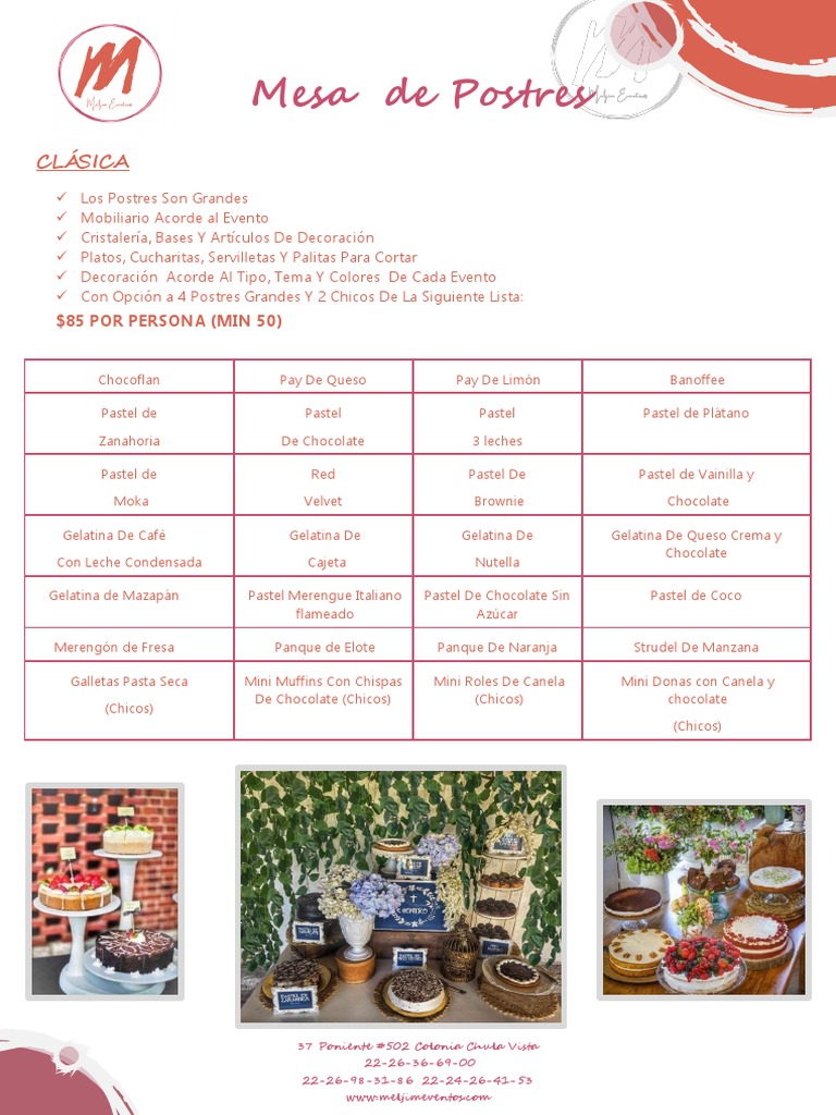 Mesa de Postres para Eventos en Puebla | PDF | Postres | Alimentos
