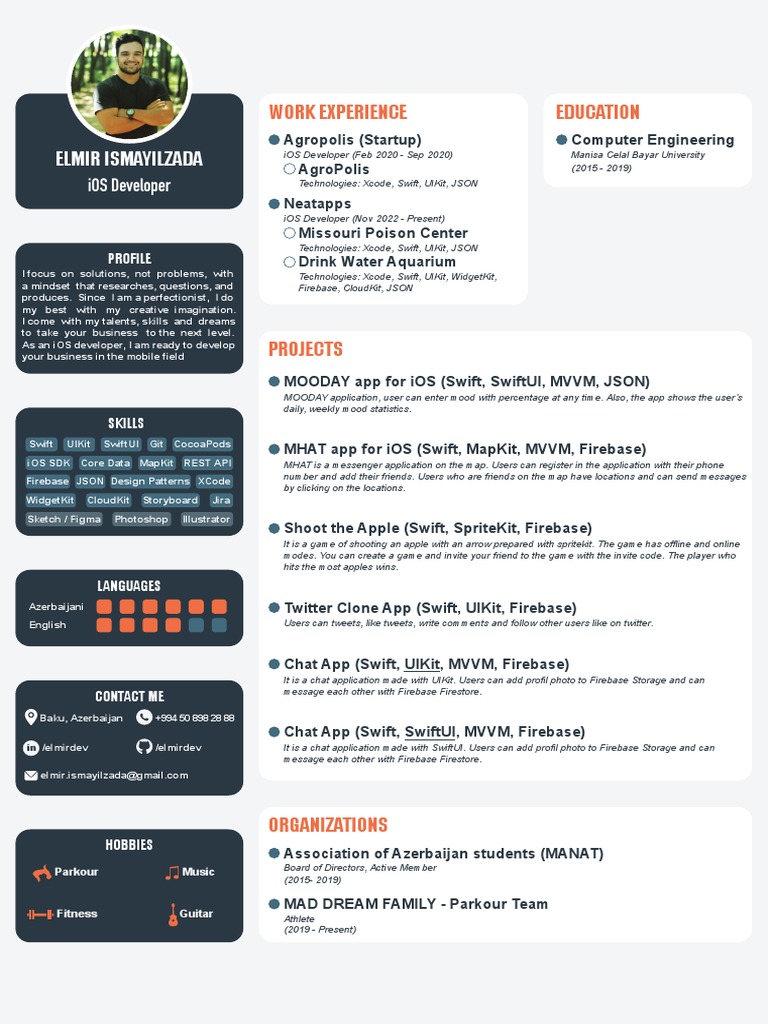 Elmir Ismayilzada Cv Pdf Ios Swift Programming Language