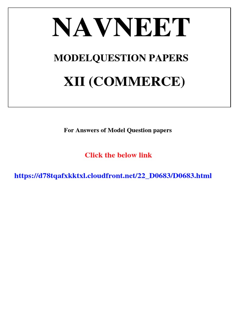 Navneet Model Question Papers XII Commerce Answers | PDF