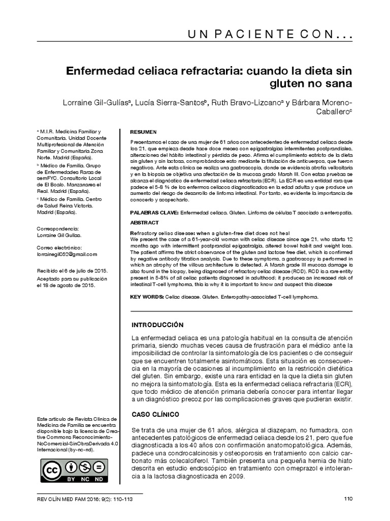 Paciente 1 | Descargar gratis PDF | Enfermedad celíaca | Gluten