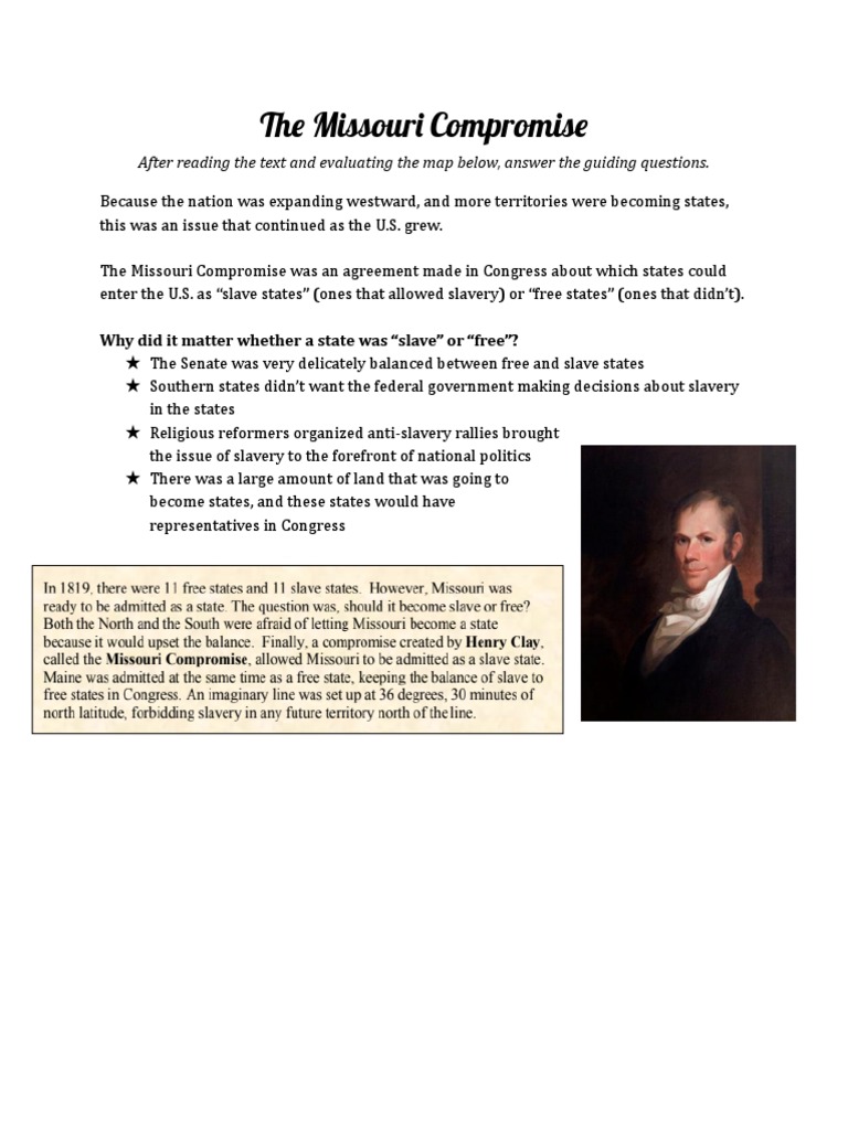Understanding the Missouri Compromise | PDF