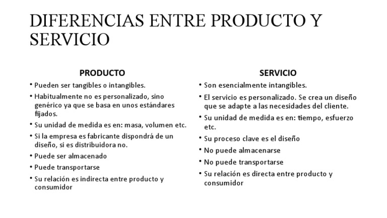 Diferencias Entre Producto y Servicio | PDF