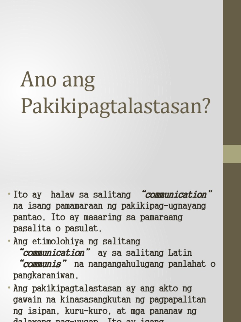 Ano Ang Pakikipagtalastasan | PDF