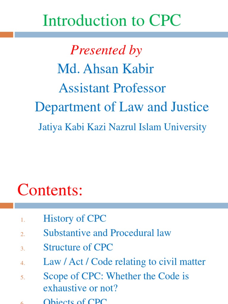 Introduction To CPC | Download Free PDF | Equity (Law) | Lawsuit