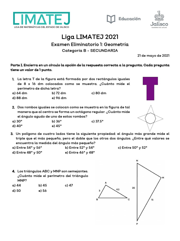 Liga LIMATEJ Eliminatoria 1 - SECUNDARIA | PDF | Triángulo | Rectángulo