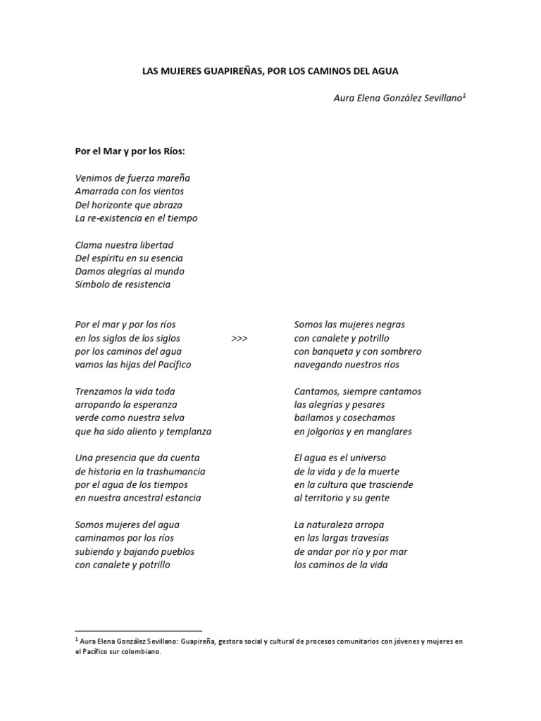 Noviembre - Crónica escrita - Las Mujeres Guapireñas por los Caminos del Agua - Narrativas | PDF ...