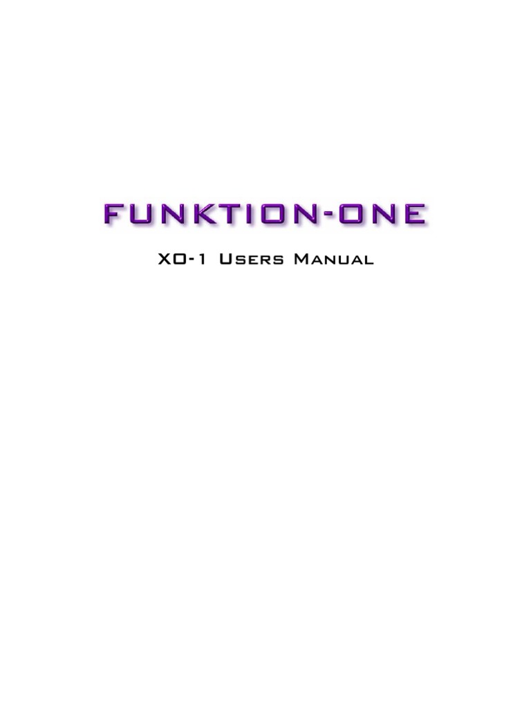 XO-1 Users Manual | PDF | Equalization (Audio) | Menu (Computing)