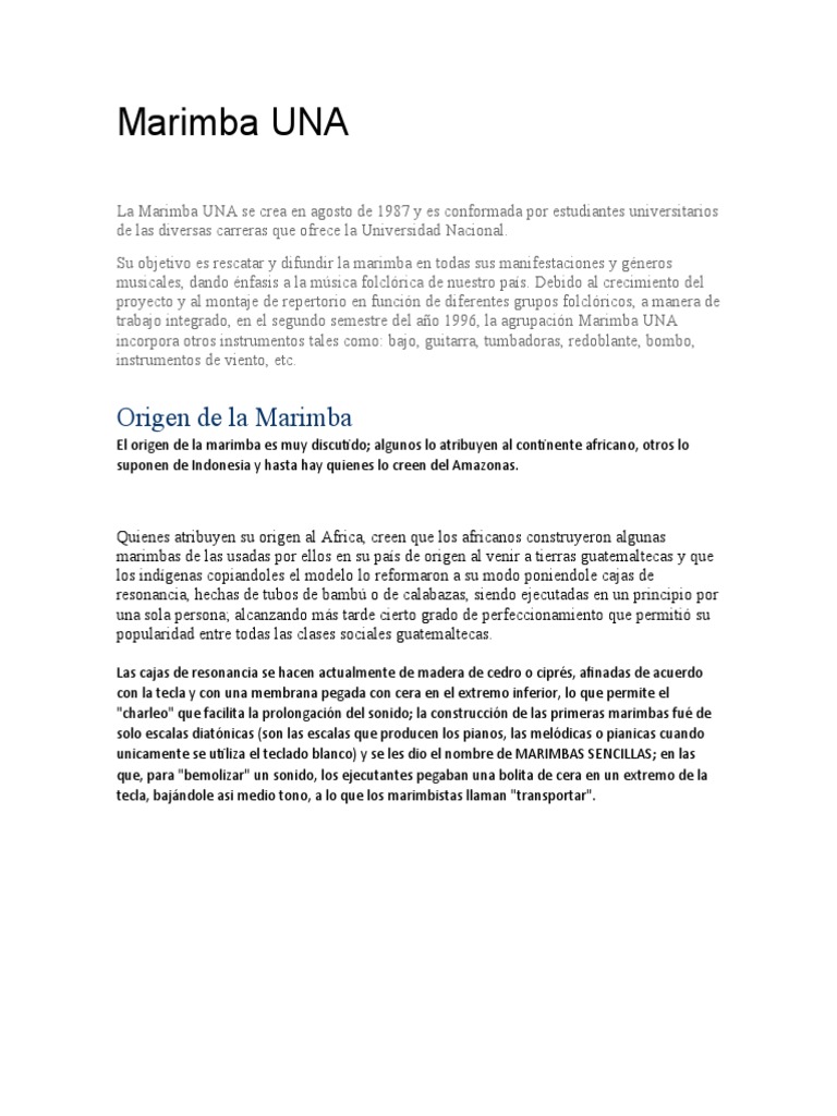 Historia y evolución de la marimba | PDF | Producción musical ...