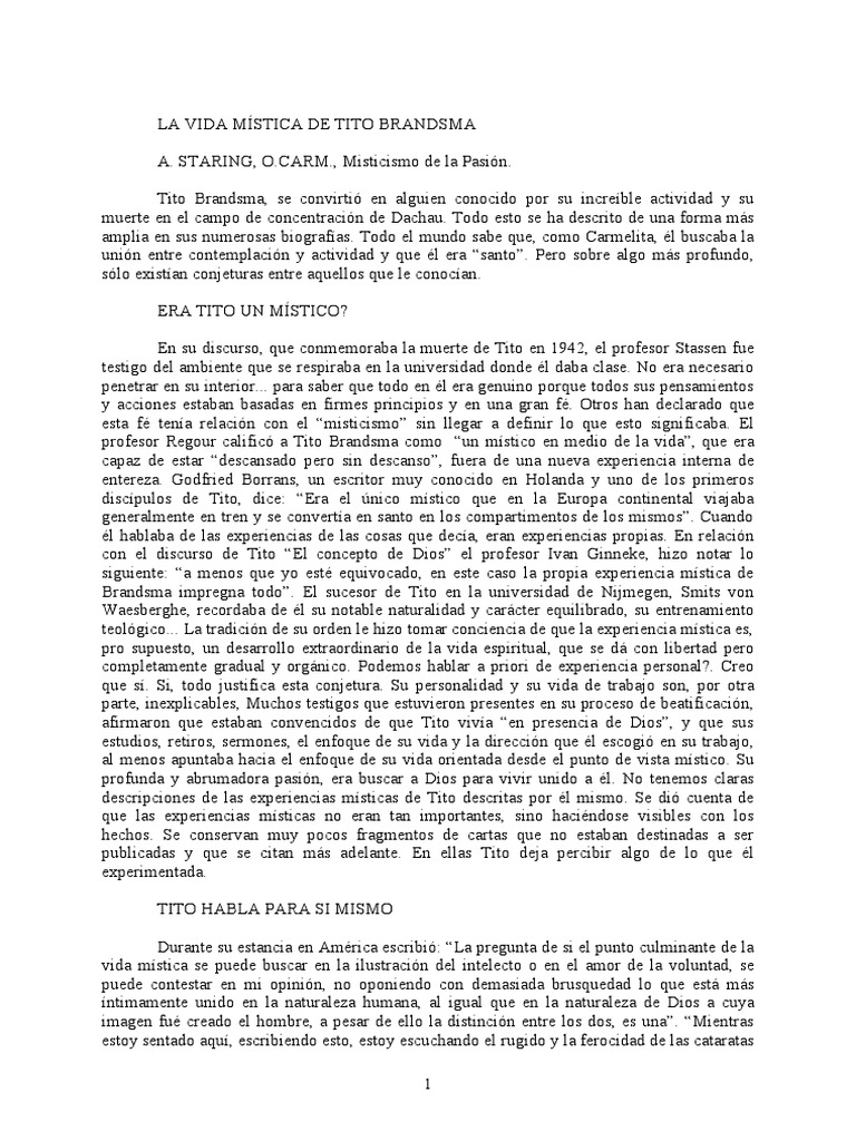 Adriano STARING - LA VIDA MISTICA DE TITO BRANDSMA | PDF | Misticismo ...