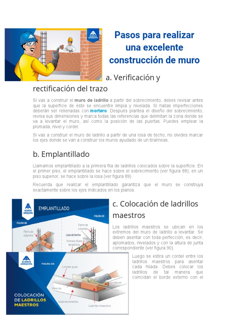 Guía Completa para Construir Muros de Ladrillo | PDF | Hormigón | Ladrillo