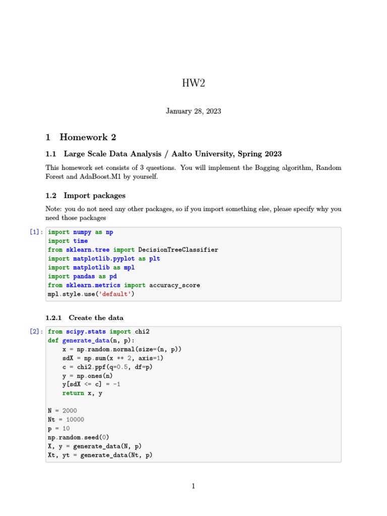 1 Homework 2: 1.1 Large Scale Data Analysis / Aalto University, Spring 2023 | PDF | Statistical ...