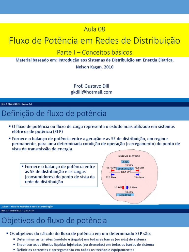 Aula 08 Fluxo de Potencia em Redes de Distribuicao RevD | Download grátis PDF | Energia elétrica ...