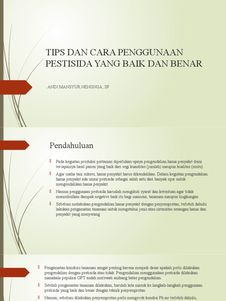 Tips Dan Cara Penggunaan Pestisida Yang Baik Dan | PDF