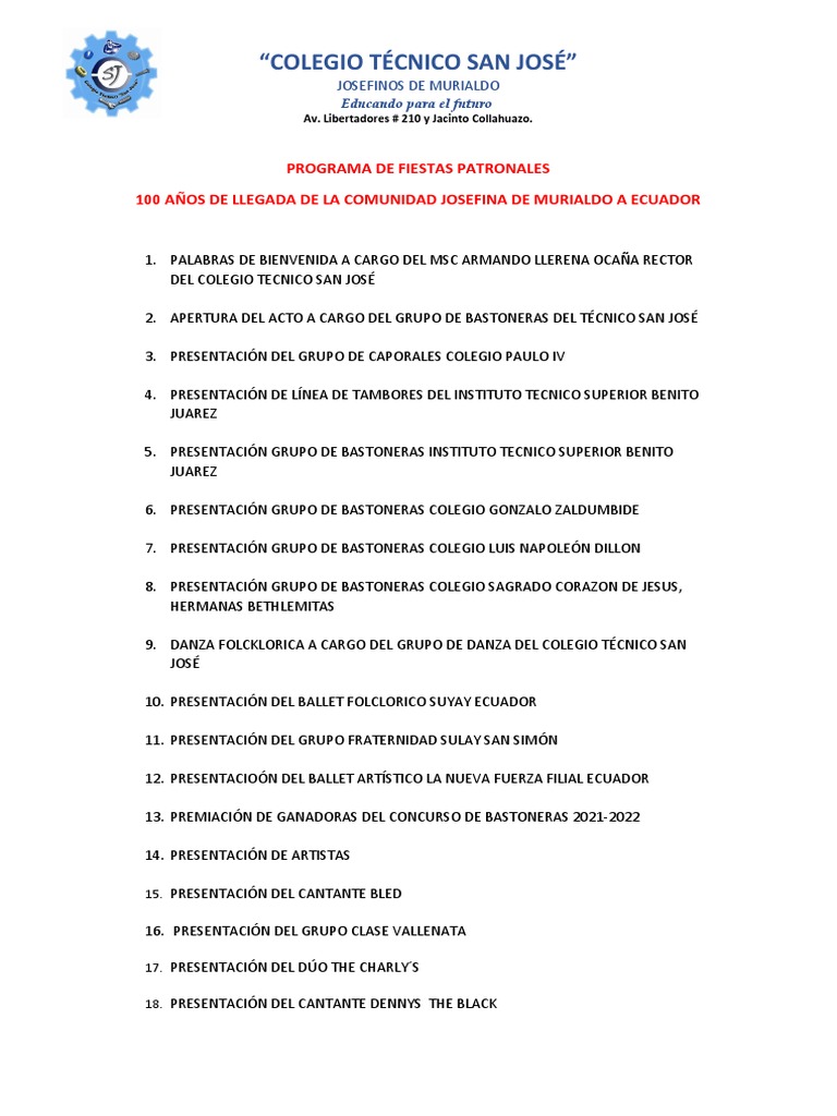 Programa de Fiestas Patronales | PDF