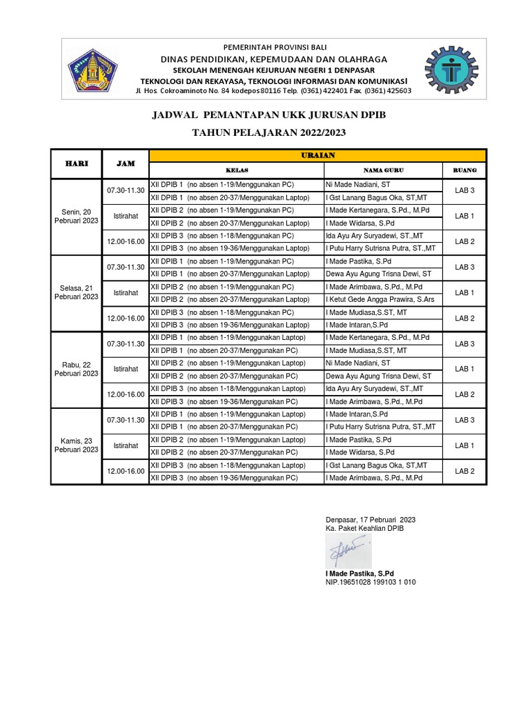 Laptop untuk Jurusan DPIB 2023 | PDF