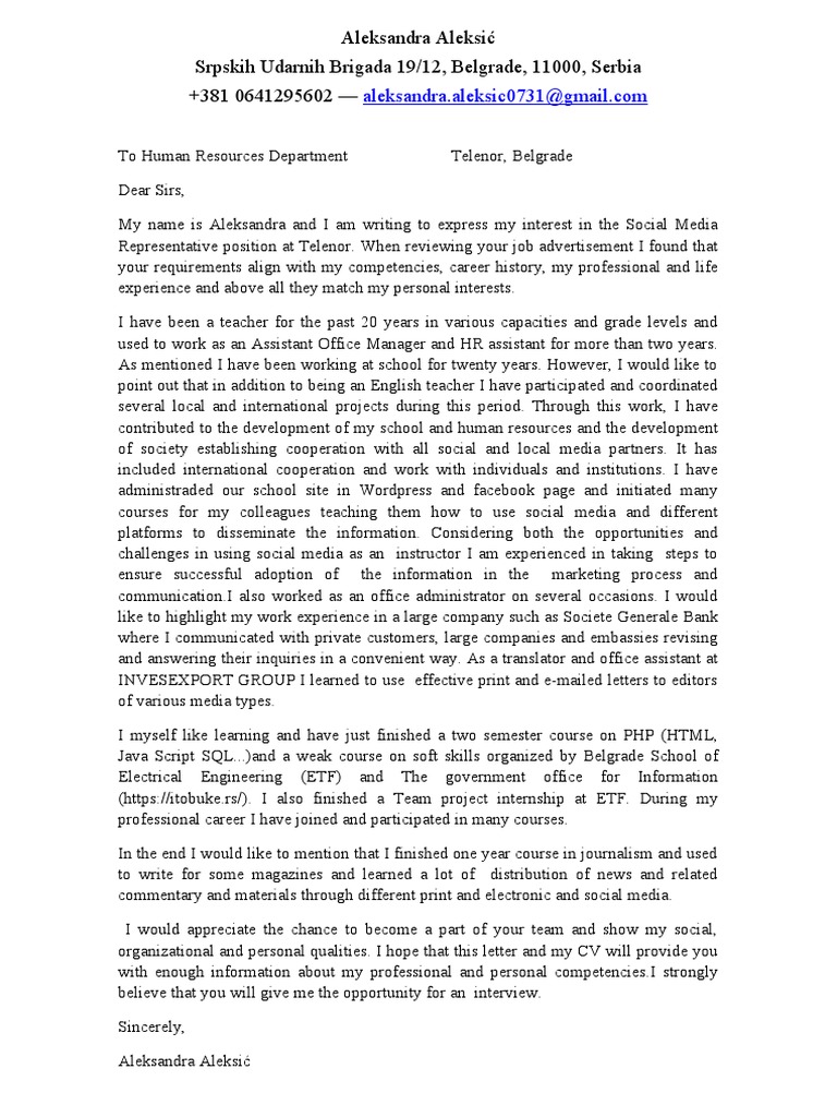 Social Media Rep Application | PDF | Human Resources | Social Media