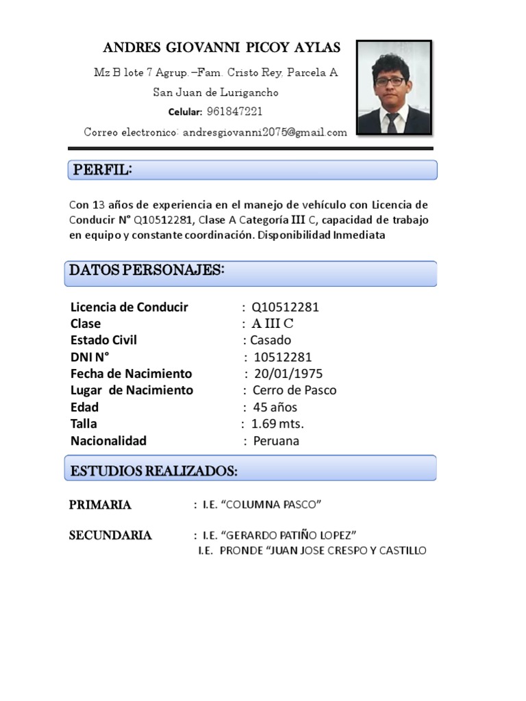 Conductor Experto con Licencia A III C | PDF