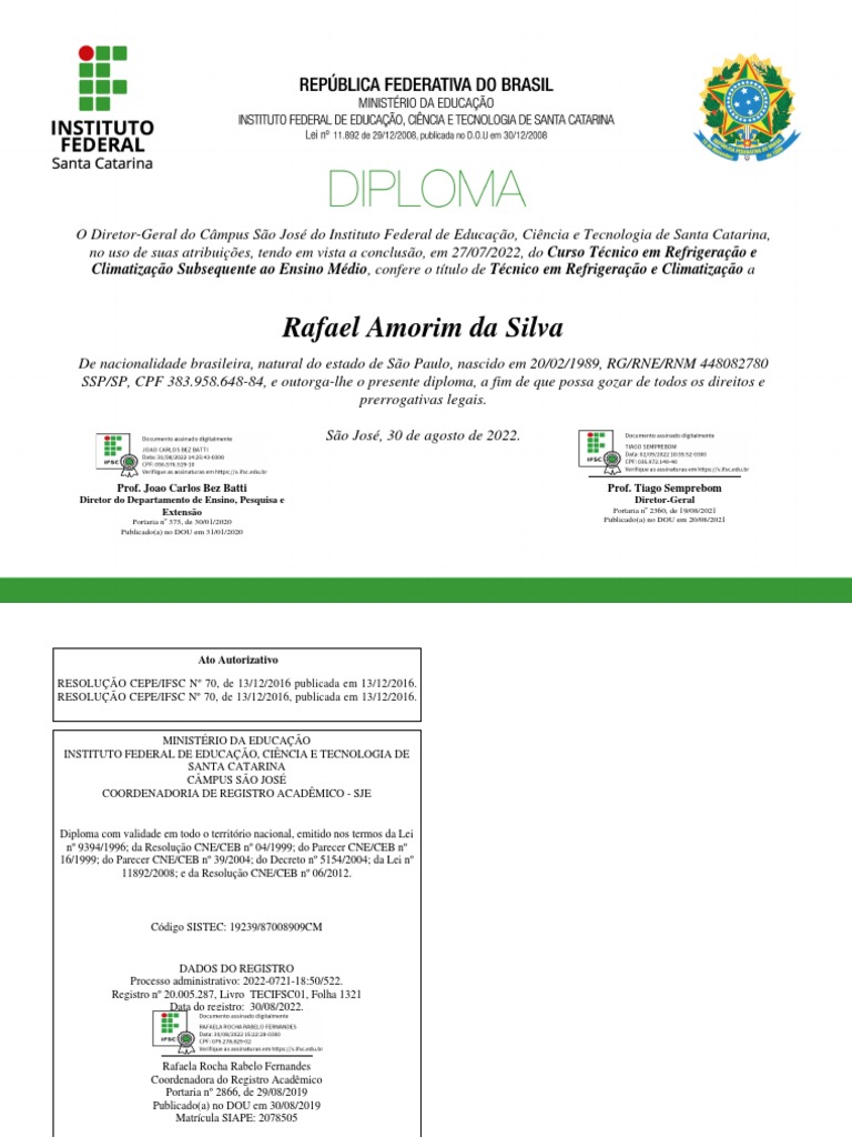Sao Jose Tecnico em Refrigeracao e Climatizacao Rafael Amorim Da Silva Assinado Assinado ...