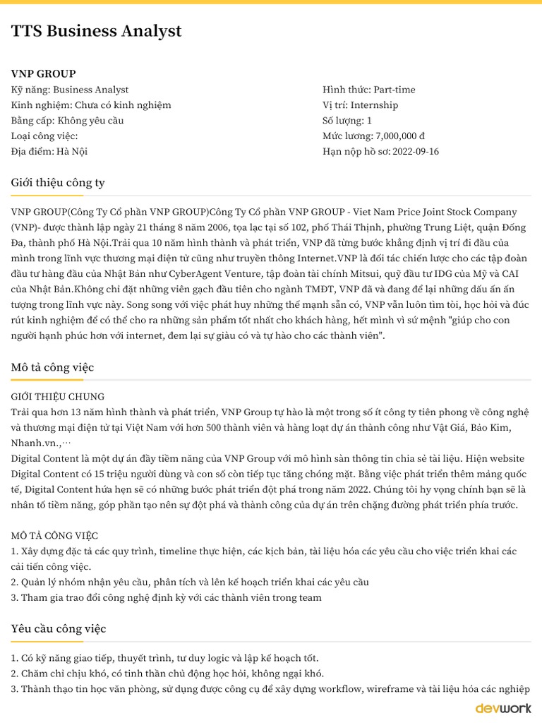 Tts Business Analyst | PDF