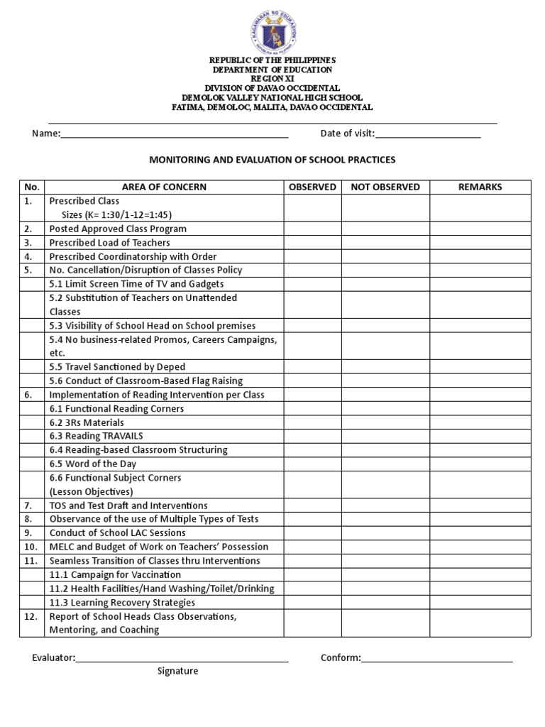 Monitoring Sheet | PDF