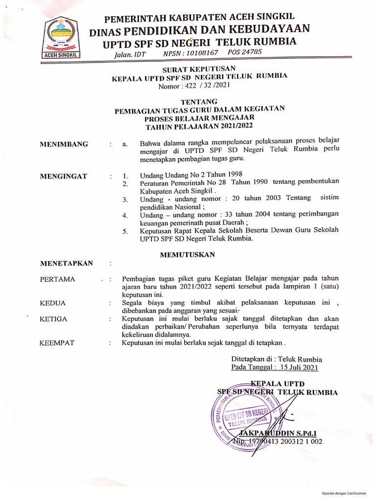 SK Pembagian Tugas Amri | PDF