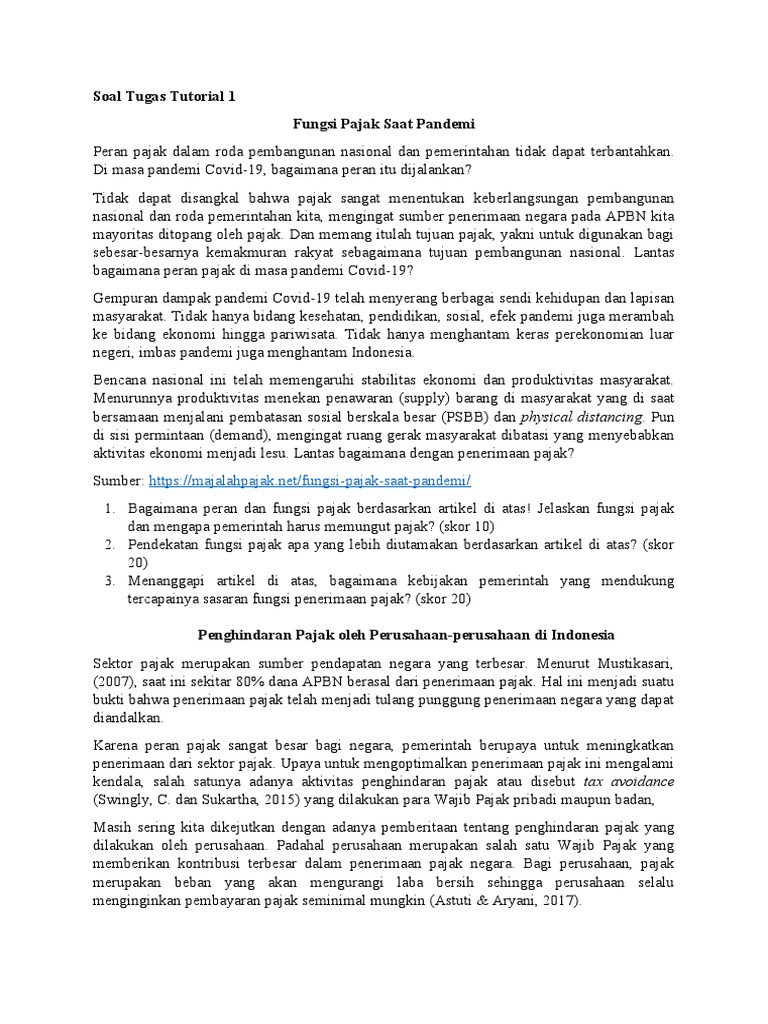 Soal Tugas Tutorial 1 HKUM4407 | PDF