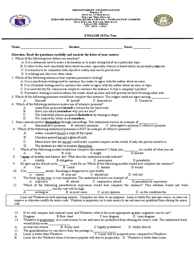 English 10 Review | PDF | Definition | Scientific Method