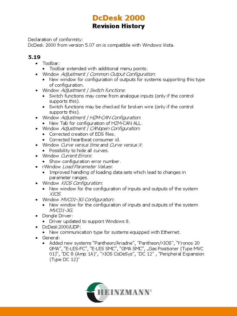 DcDesk 2000 - Revision History | PDF | Parameter (Computer Programming) | Windows Registry