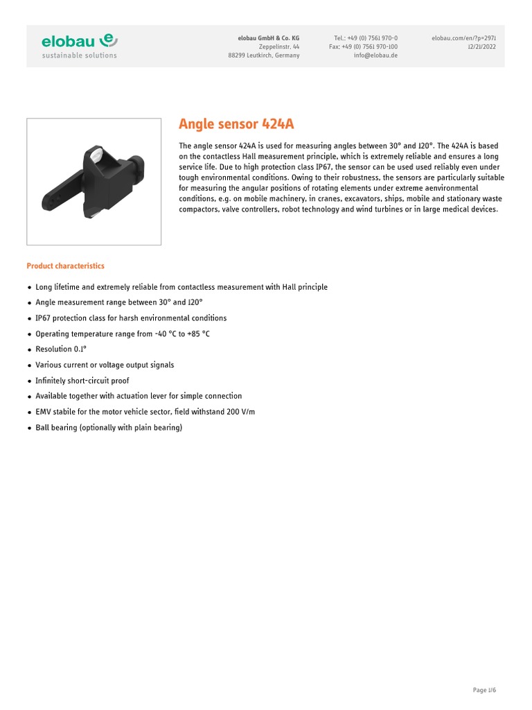 Angle Sensor 424a | PDF | Electrical Resistance And Conductance | Sensor