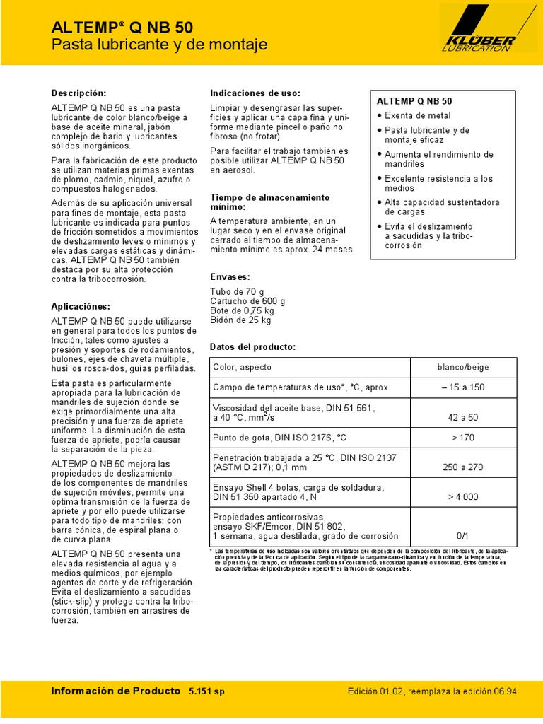 Altemp Q NB 50-sp | PDF | Agua | Lubricante
