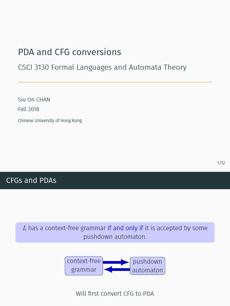 CFG Pda Equivalence | PDF | Automata Theory | Formalism (Deductive)