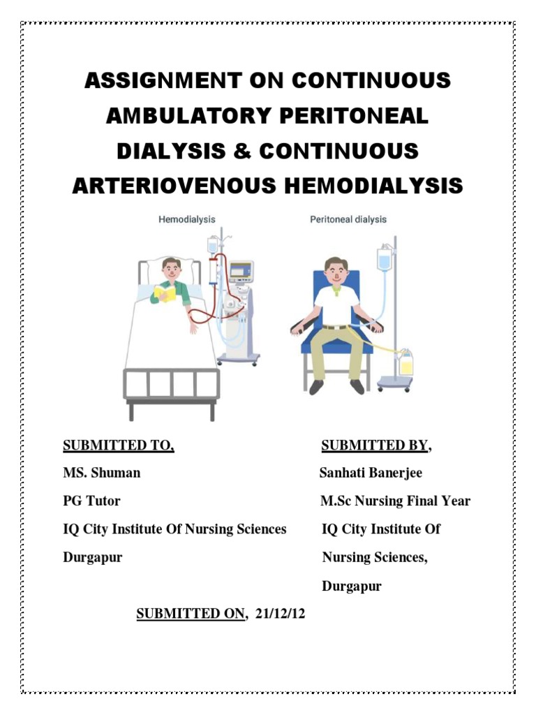 Assignment On Dislysis Pdf Hemodialysis Peritoneum 9907