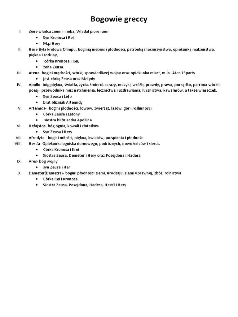 Bogowie Greccy | PDF
