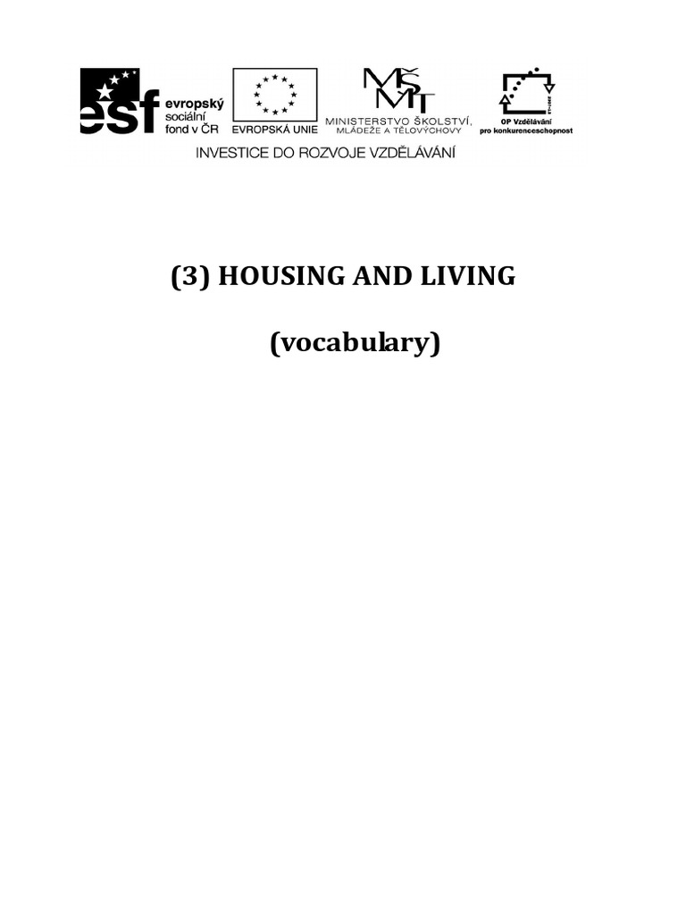 Housing and Living Vocabulary | PDF | Apartment | Bathroom