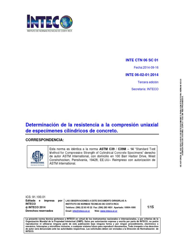 INTE 06-02-01-2014 Determinaci+ N de La Resistenia A La Compresi+ N ...