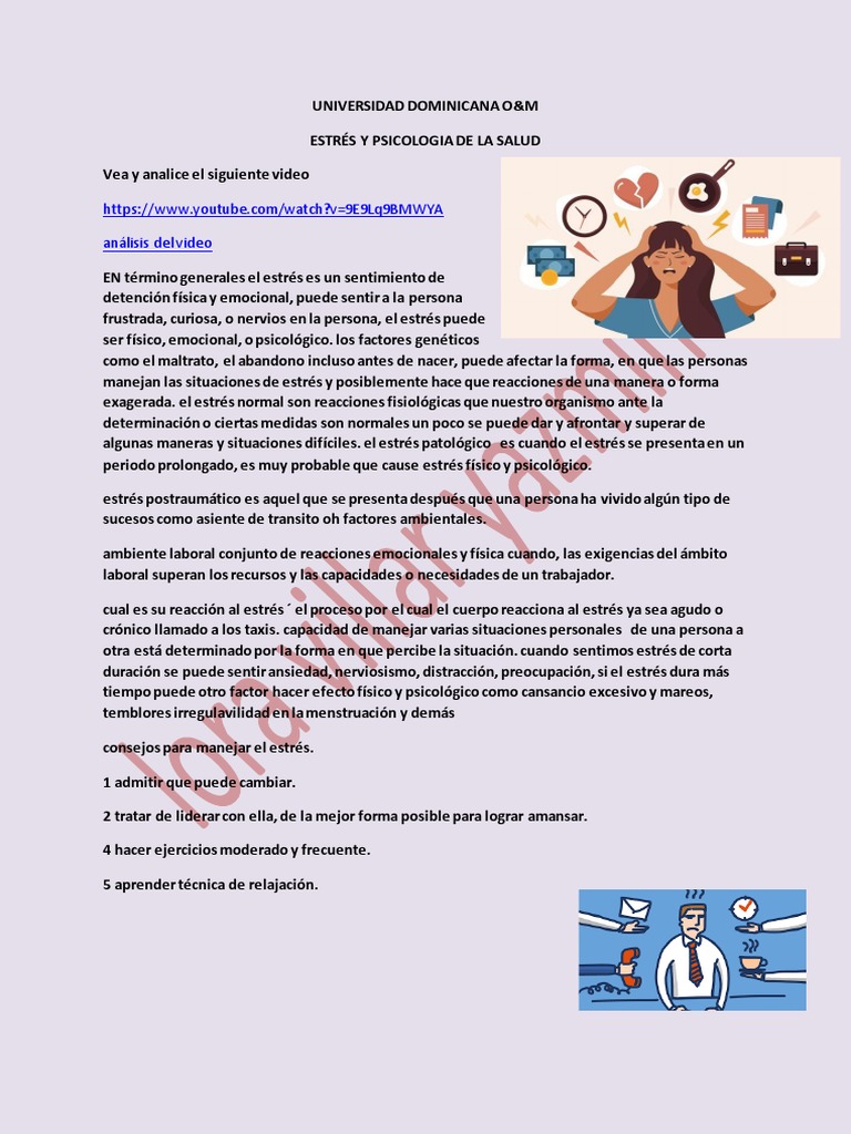 Estres y Salud YAZMIN | PDF | Estrés (biología) | Trauma psicólogico