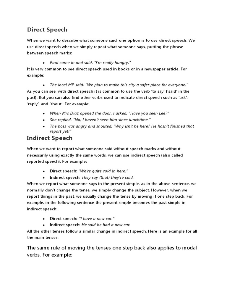 Reported Speech | PDF | Question | Language Mechanics