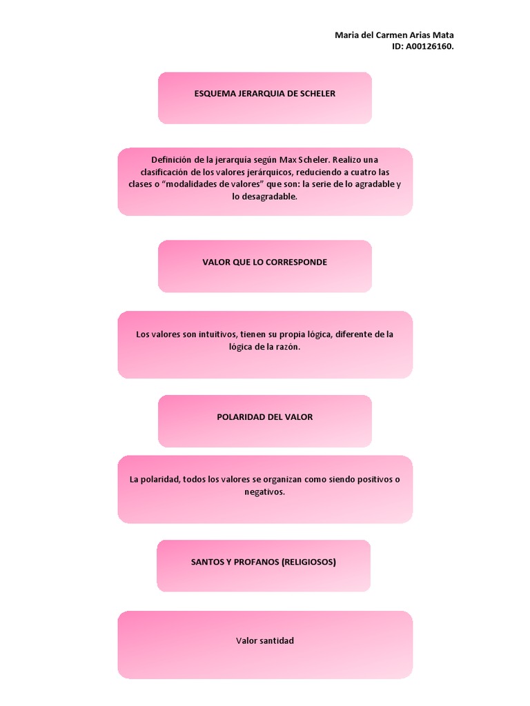 Esquematizar Jeranquia de Valores Según Max Scheler | PDF