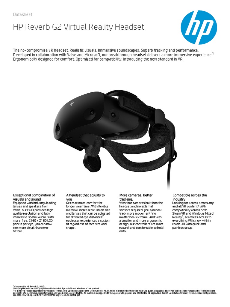 HP Reverb G2 VR Headset | PDF | Virtual Reality | Computer Architecture