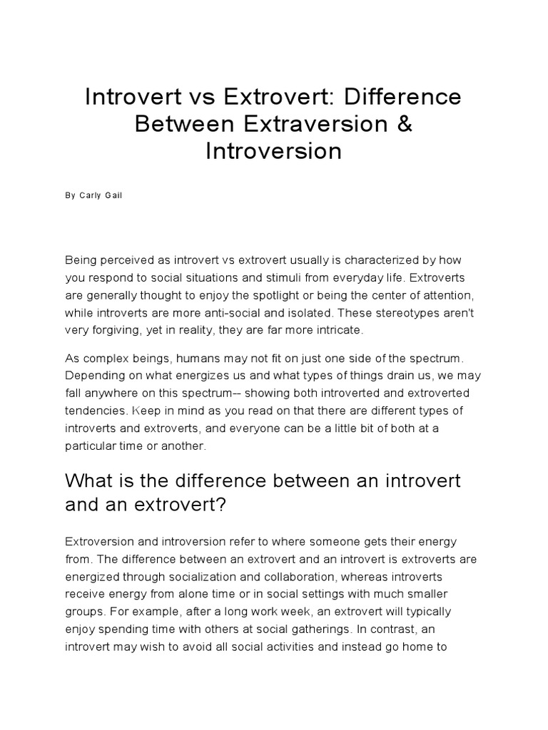 Introvert Vs Extrovert | PDF