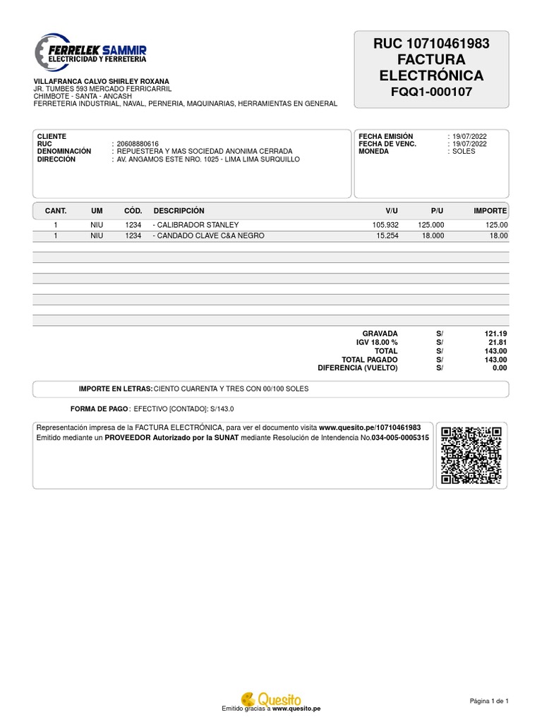 PDF Factura Electrónica Fqq1-107 | PDF | Tecnología bancaria | Pagos