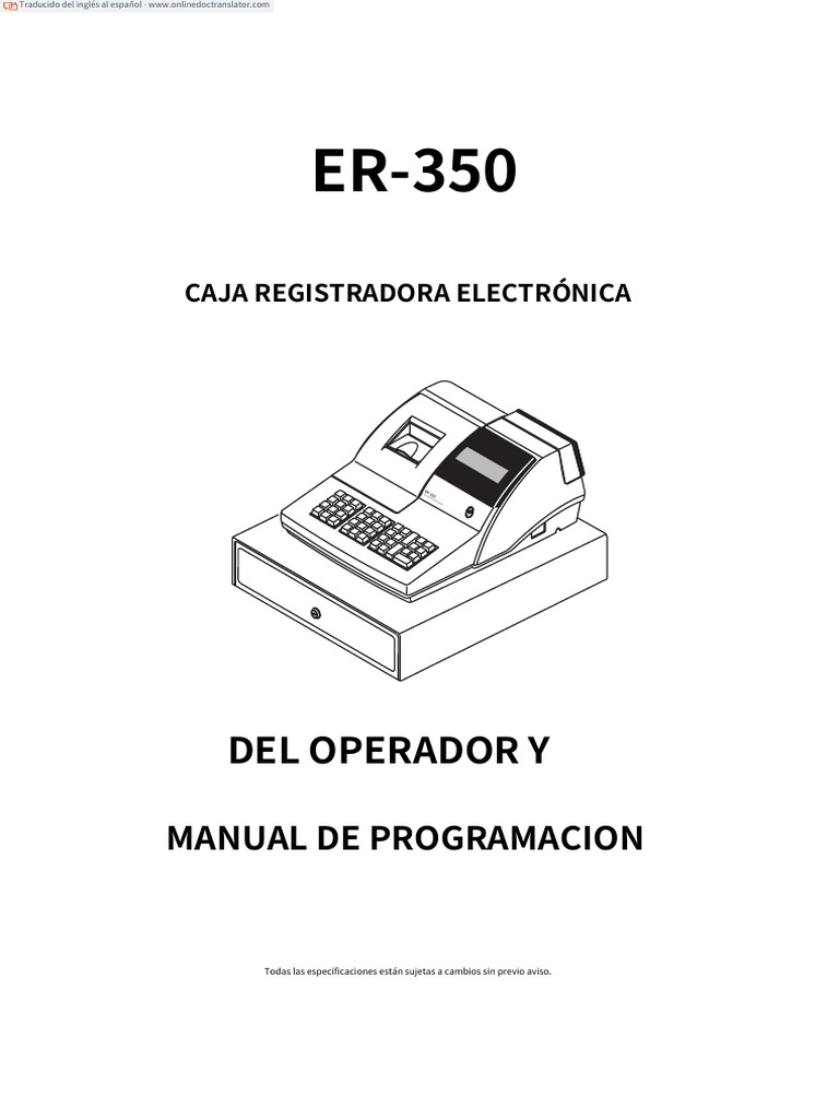 Manual de Usuario y Programacion de La Caja Registradora Sam4s ER 350 ...