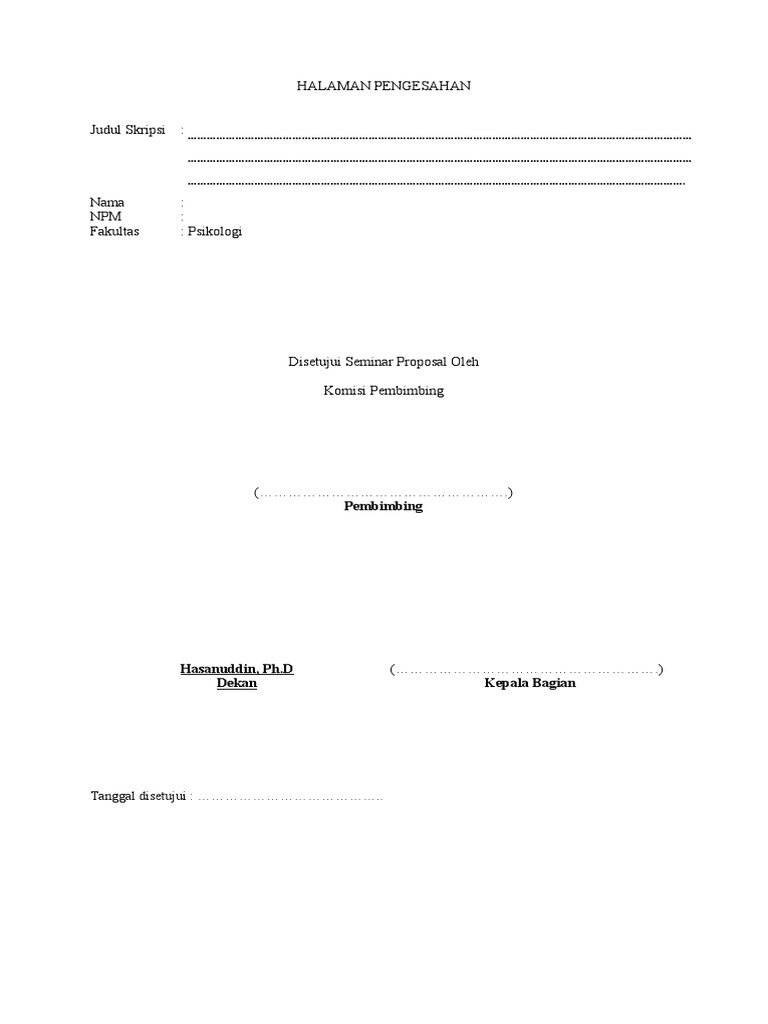 Halaman Pengesahan Seminar Proposal | PDF
